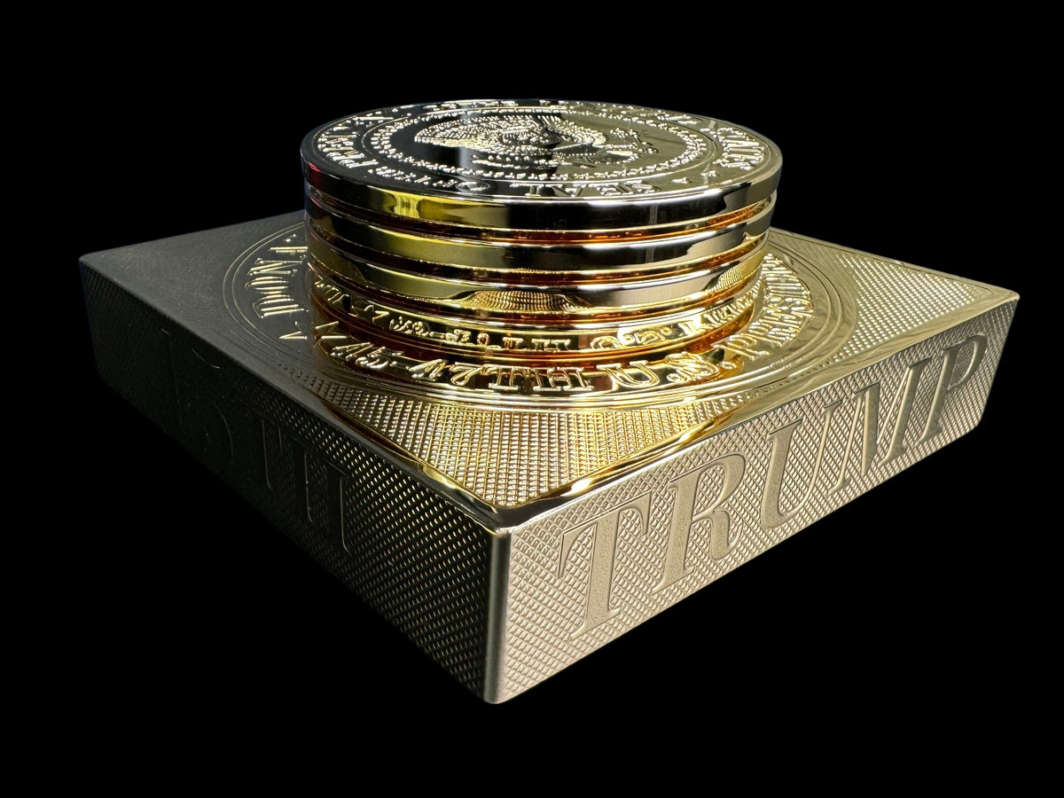 24K Gold Donald J. Trump Coaster Set | Gorilla Pro Customs