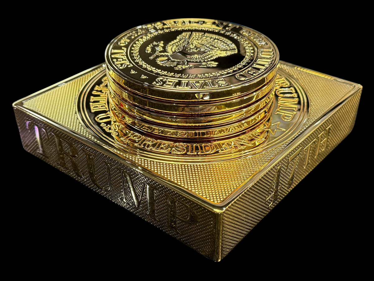 24K Gold Donald J. Trump Coaster Set | Gorilla Pro Customs