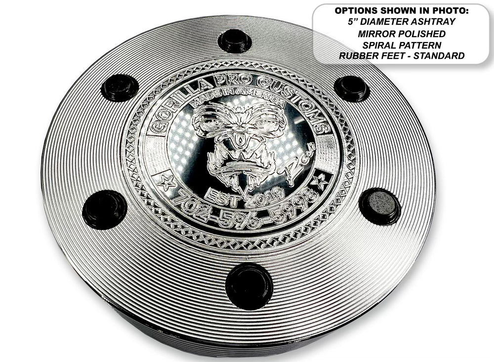 Ashtray - POLISHED ALUMINUM - CROSSHATCH PATTERN – Gorilla Pro Customs