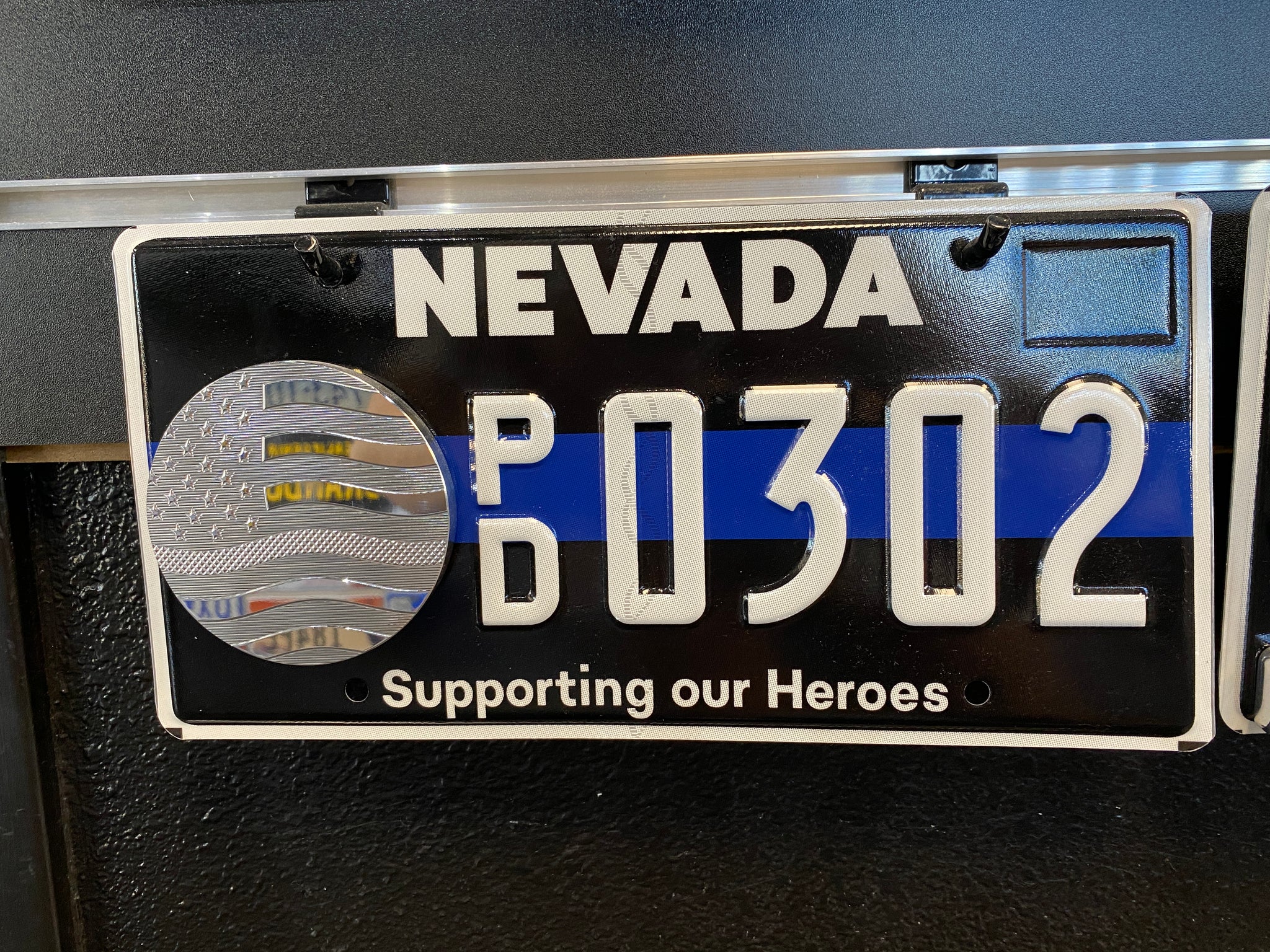Polished Support Our Heroes License Plate Badges – Gorilla Pro Customs